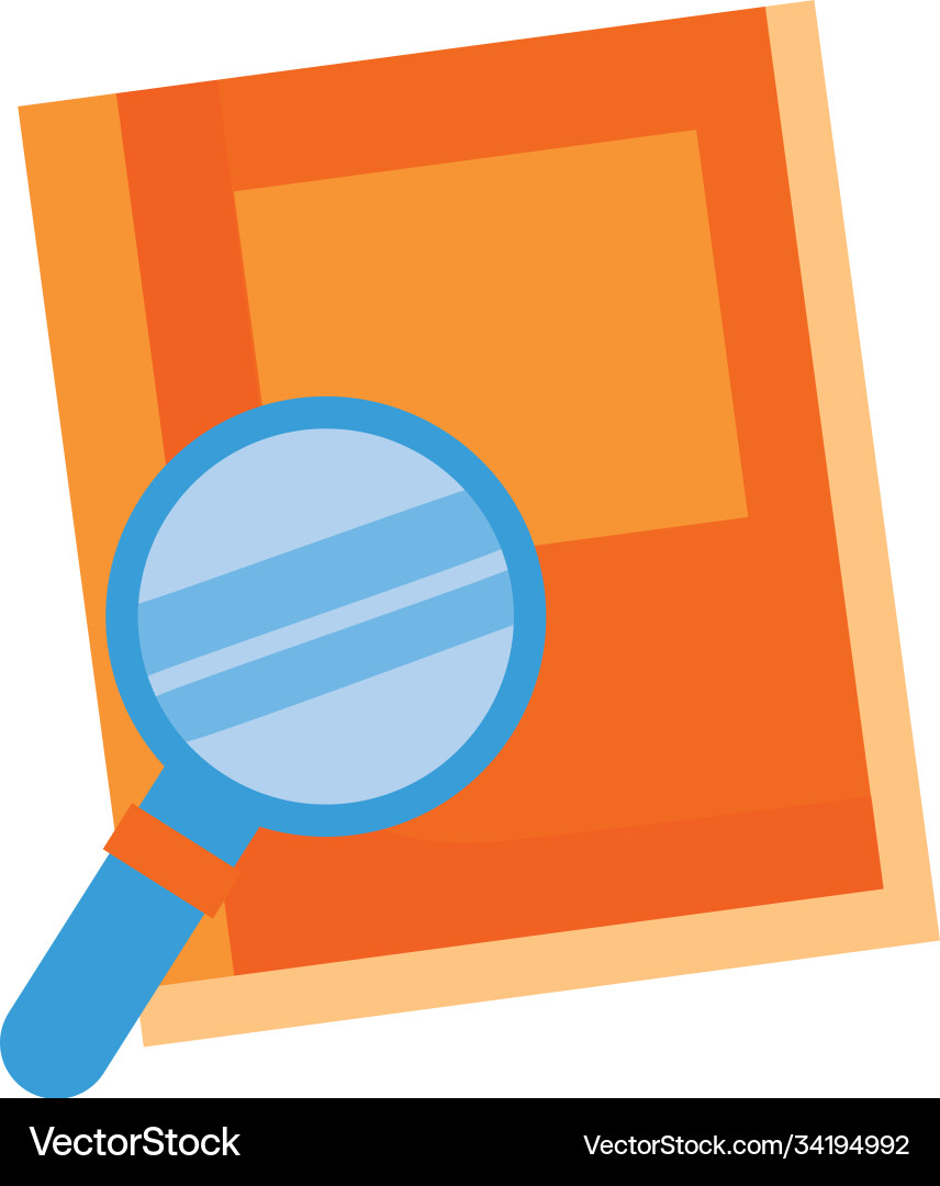 Book school with magnifying glass flat style icon Vector Image