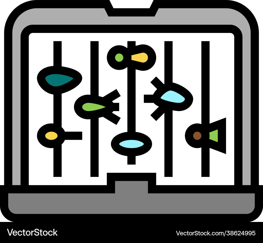 Fly fishing box color icon Royalty Free Vector Image