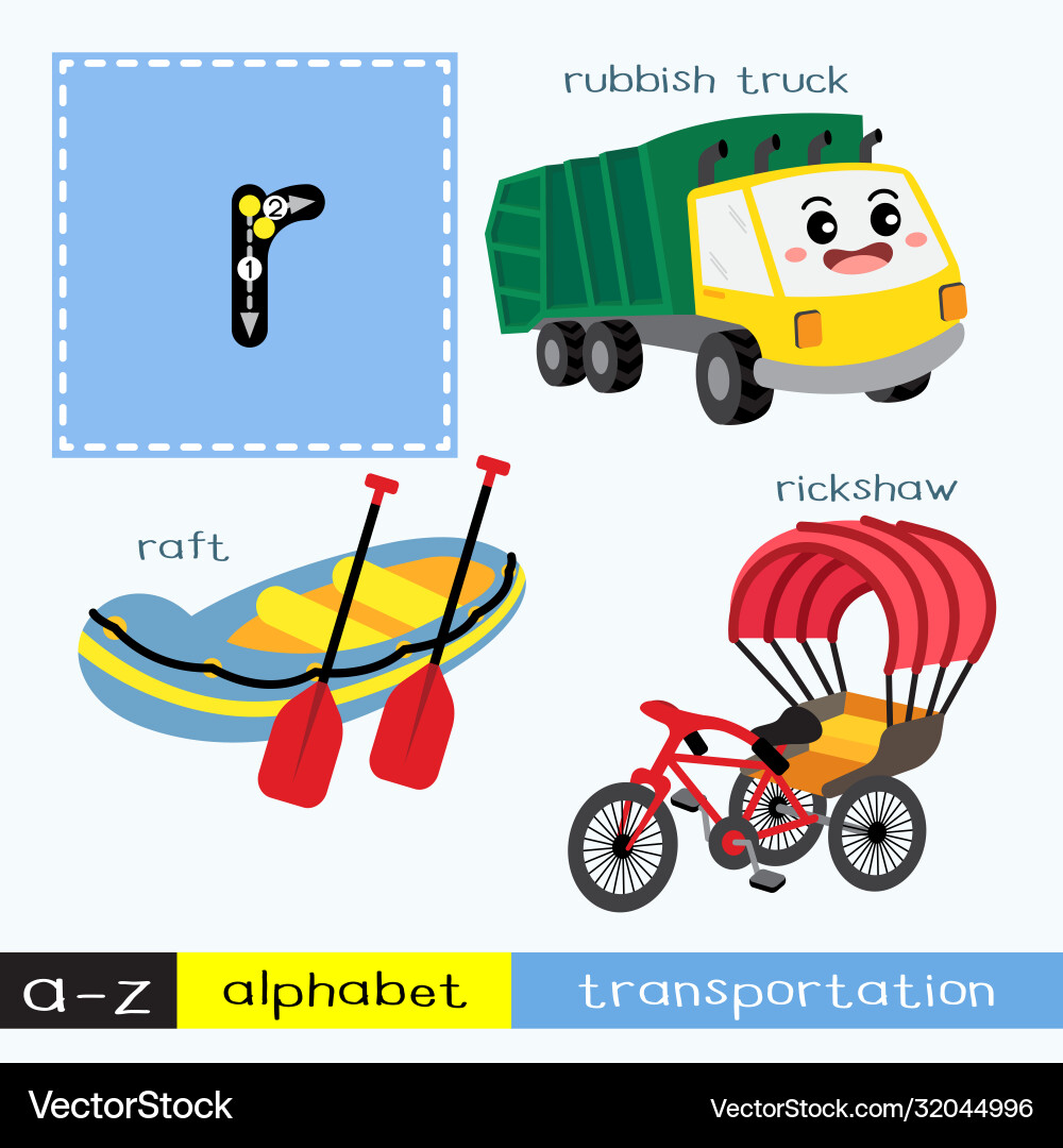 Letter r lowercase tracing transportations Vector Image