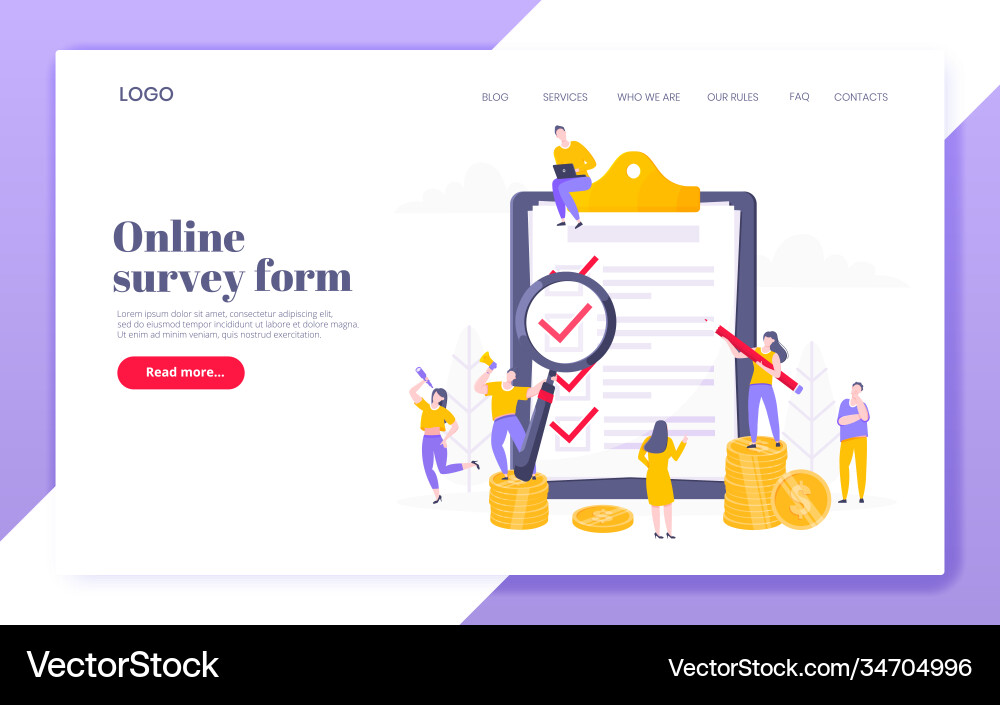 Online survey form or insurance application Vector Image