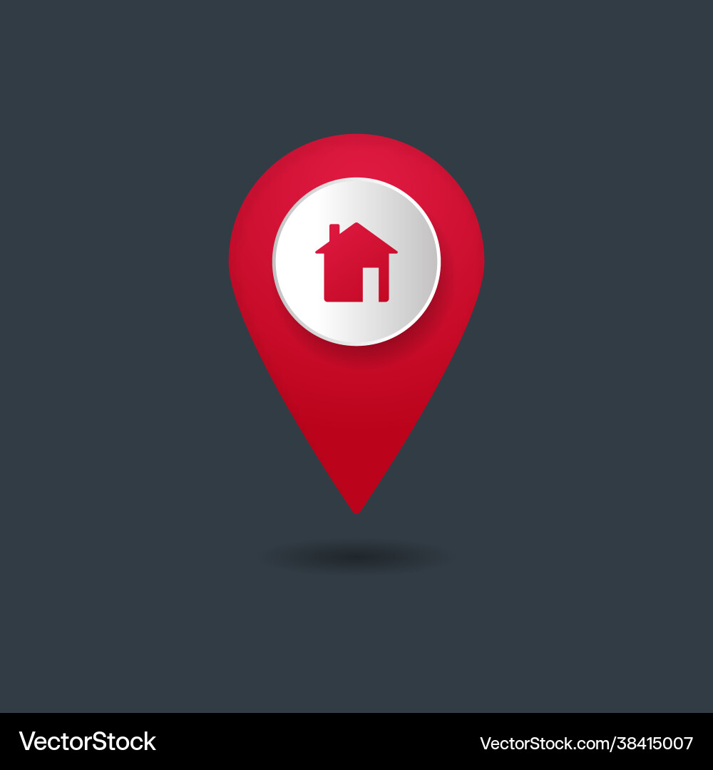 Home icon pin isolated on dark background Vector Image