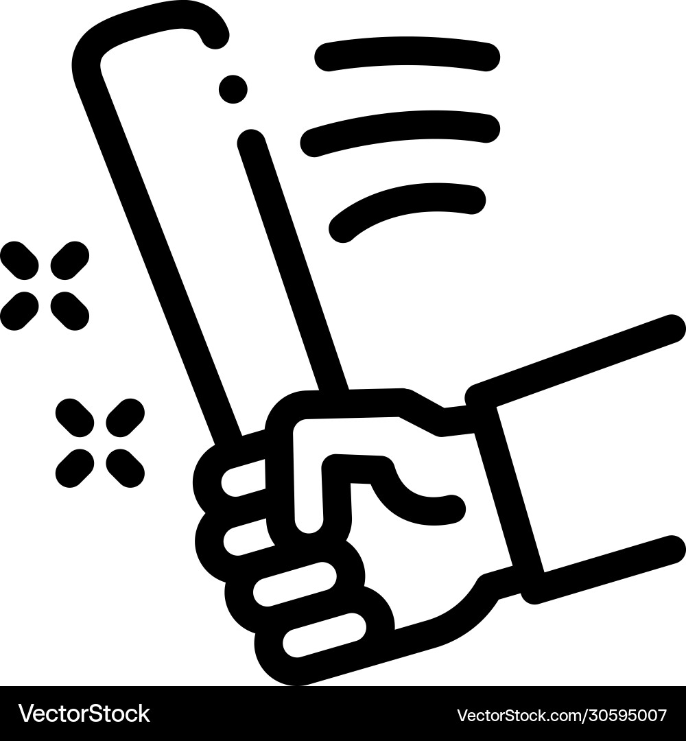 Man hand with bat icon outline Royalty Free Vector Image