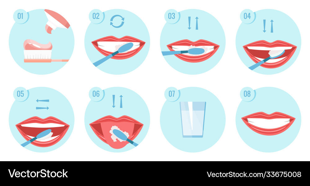Collection clean teeths images dental Royalty Free Vector