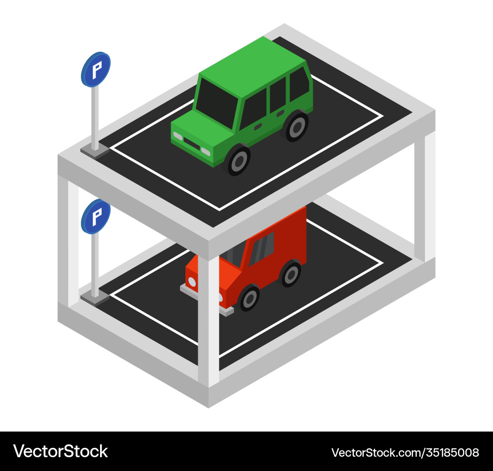 Isometric parking on background Royalty Free Vector Image