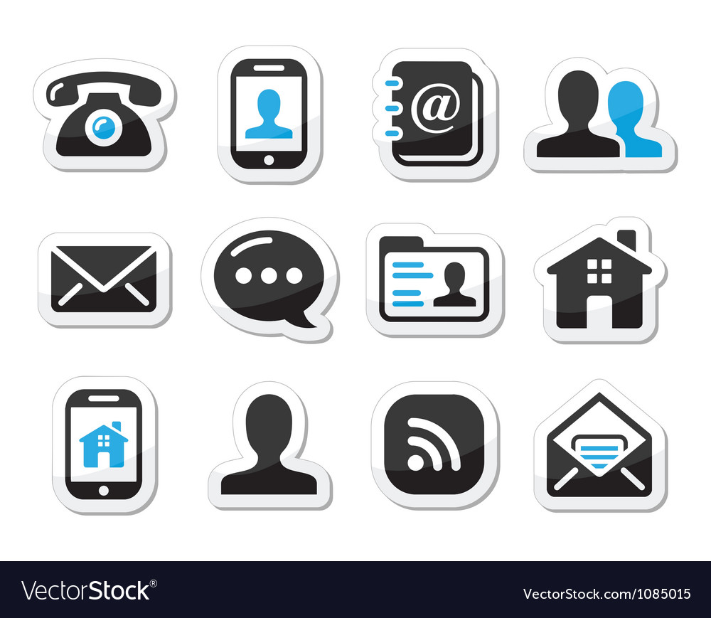 Contact icons set as labels - mobile user email Vector Image Contact icons set as labels - mobile user email Vector Image