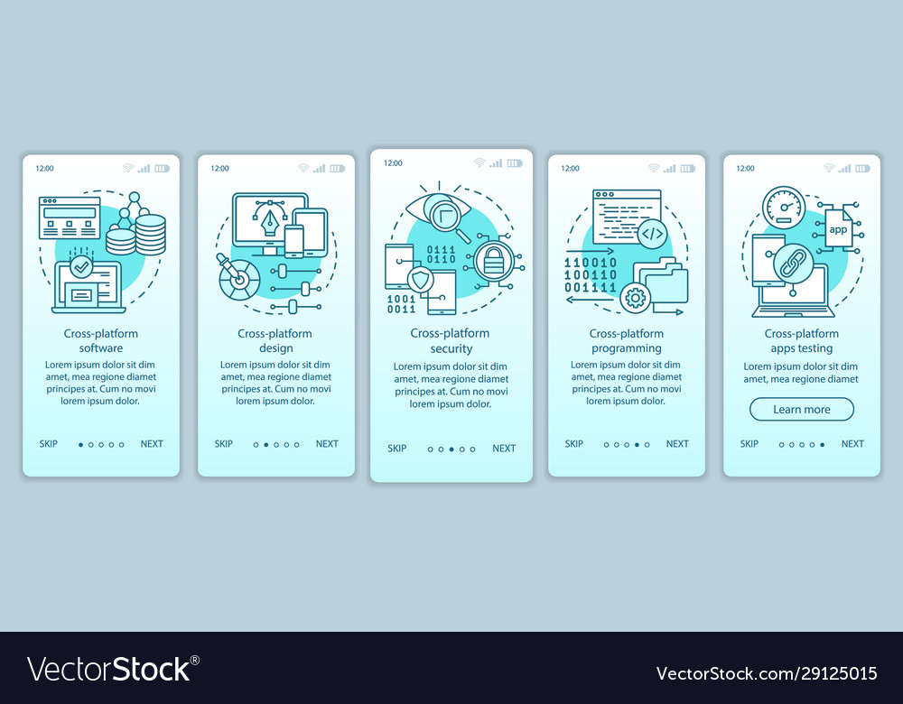 Cross Platform Software Onboarding Mobile App Vector Image 4754