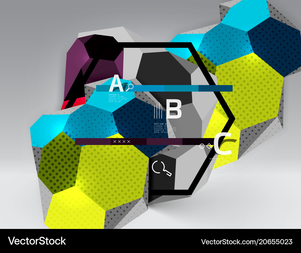 3d hexagon geometric composition geometric Vector Image