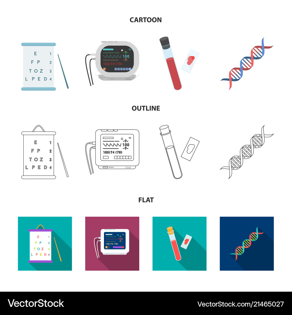 A table of vision tests blood test dna code Vector Image