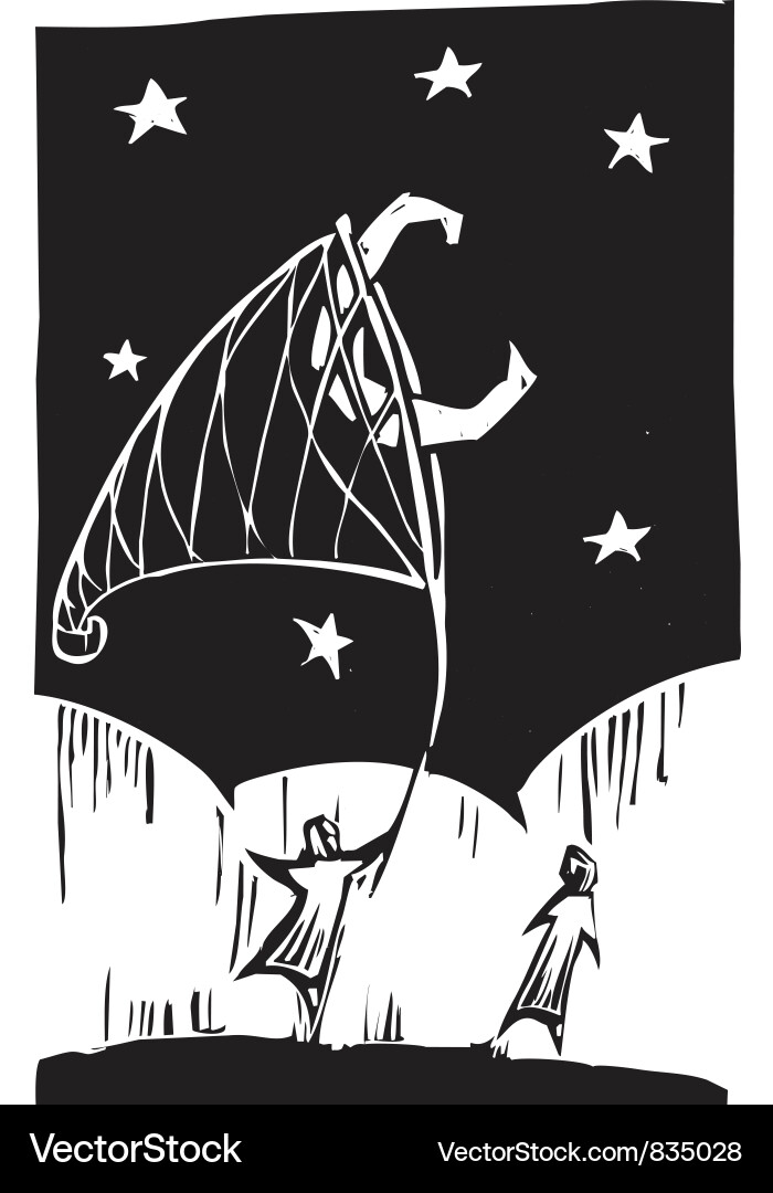 Netting the moon Royalty Free Vector Image - VectorStock