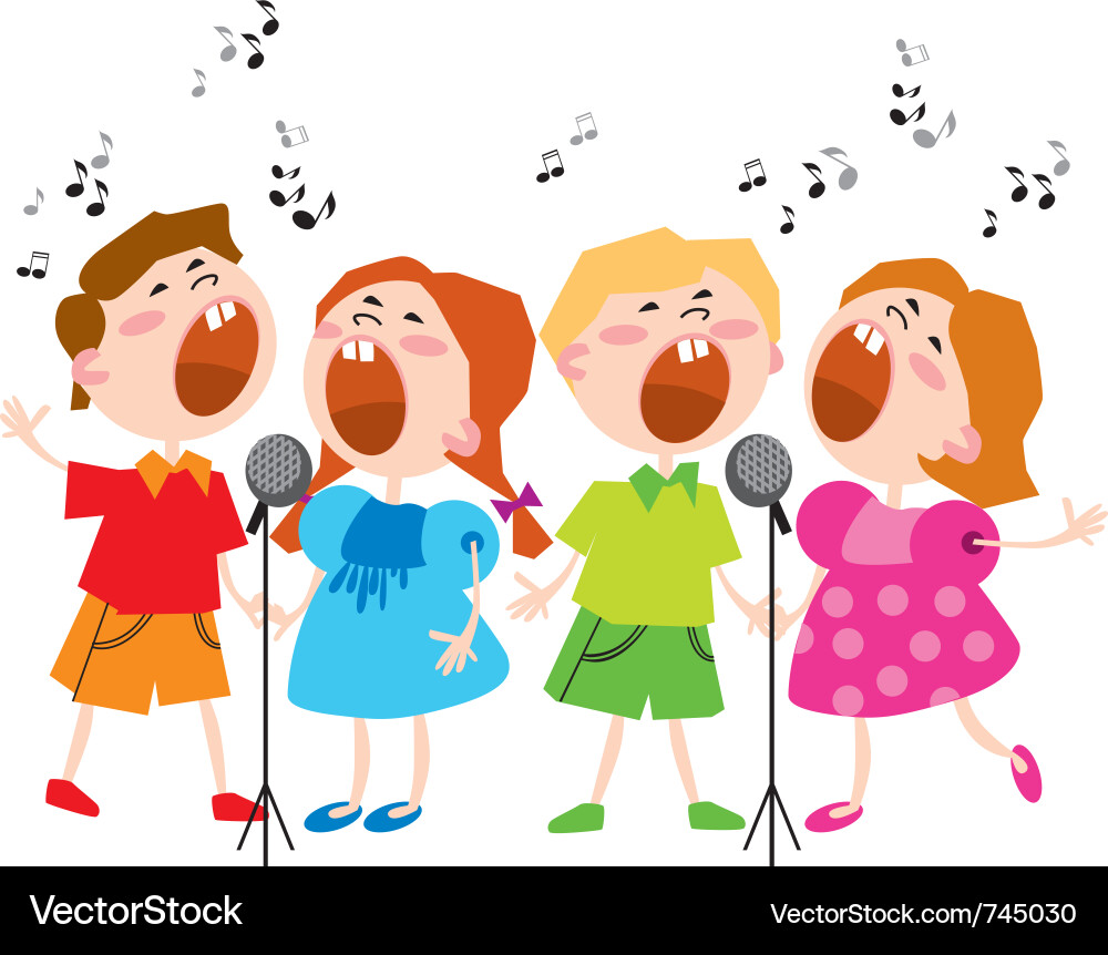 Singing kids Royalty Free Vector Image - VectorStock