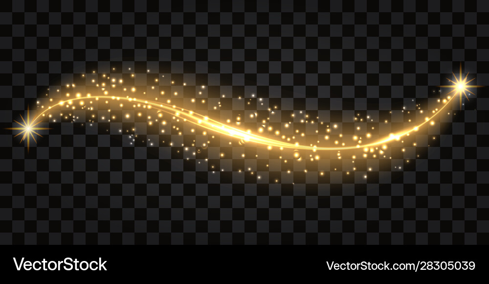 Gold glittering wave with light shine neon effect Vector Image