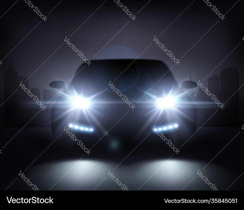 Modern car lights composition Royalty Free Vector Image