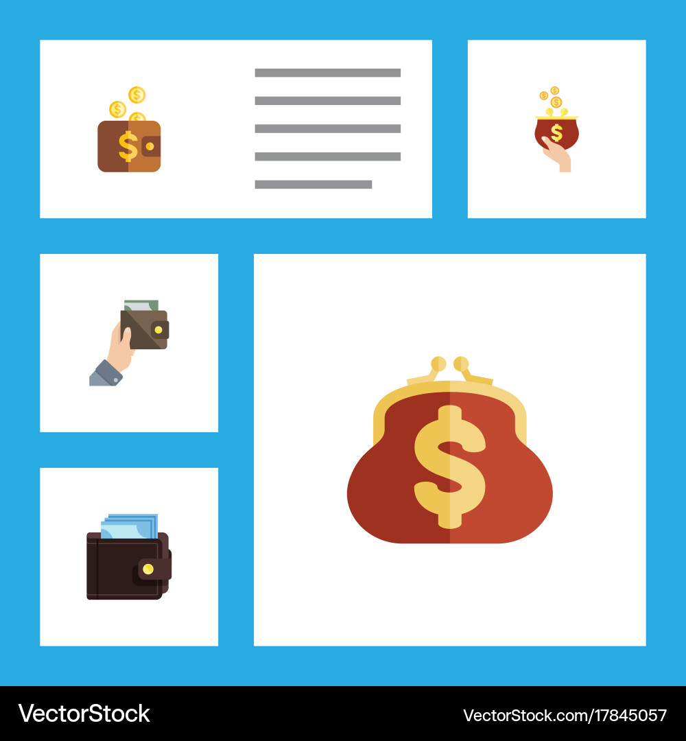 Flat icon billfold set of purse saving payment Vector Image