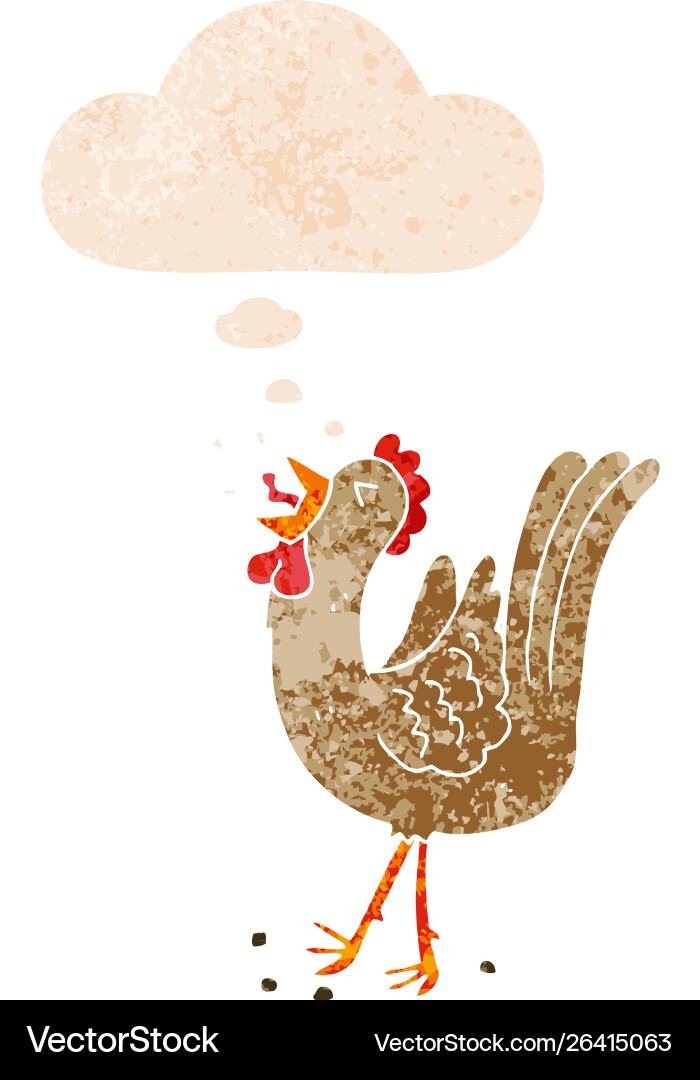 Cartoon crowing cockerel and thought bubble Vector Image