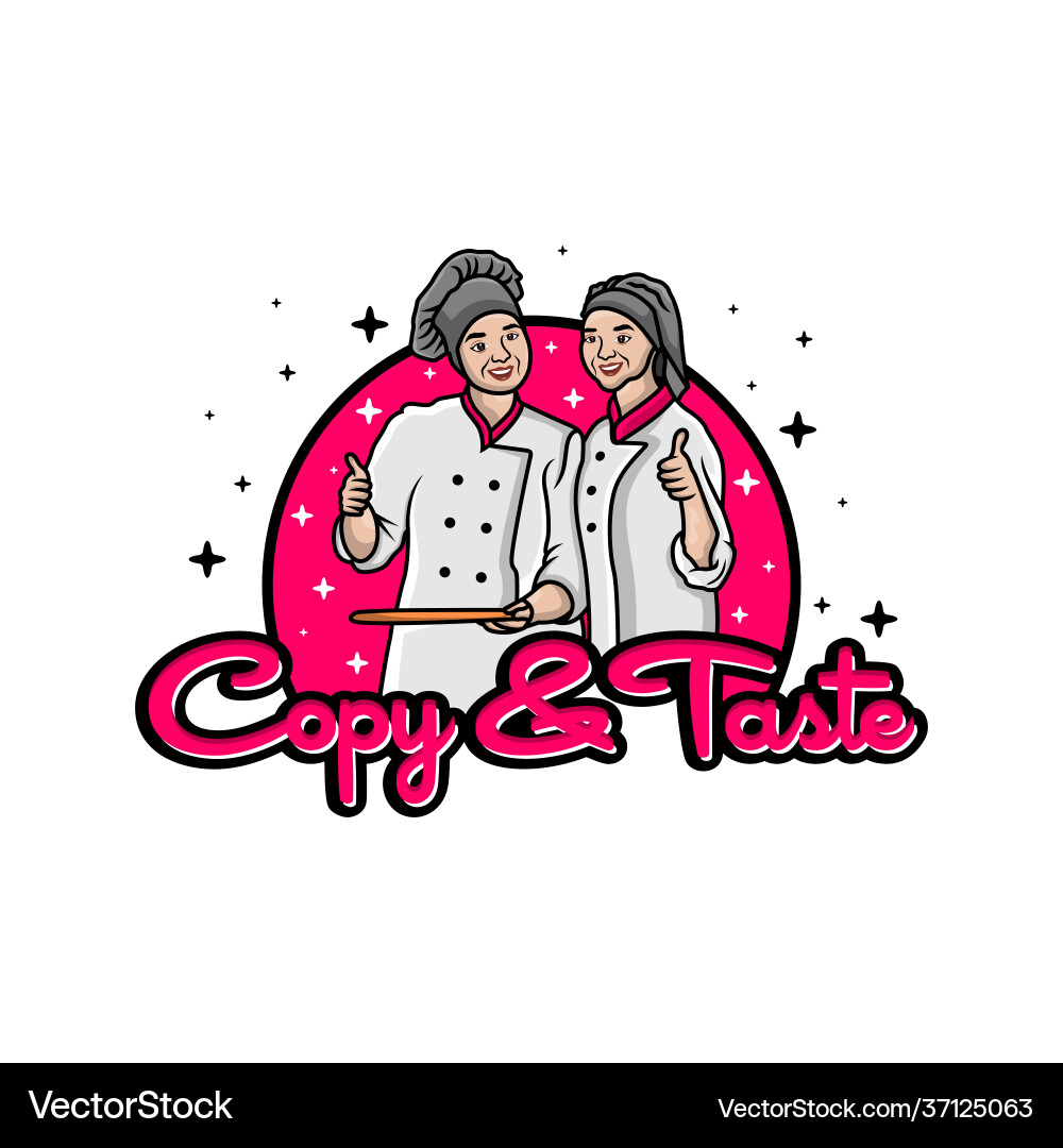 Logo two veiled female chefs cooking Royalty Free Vector