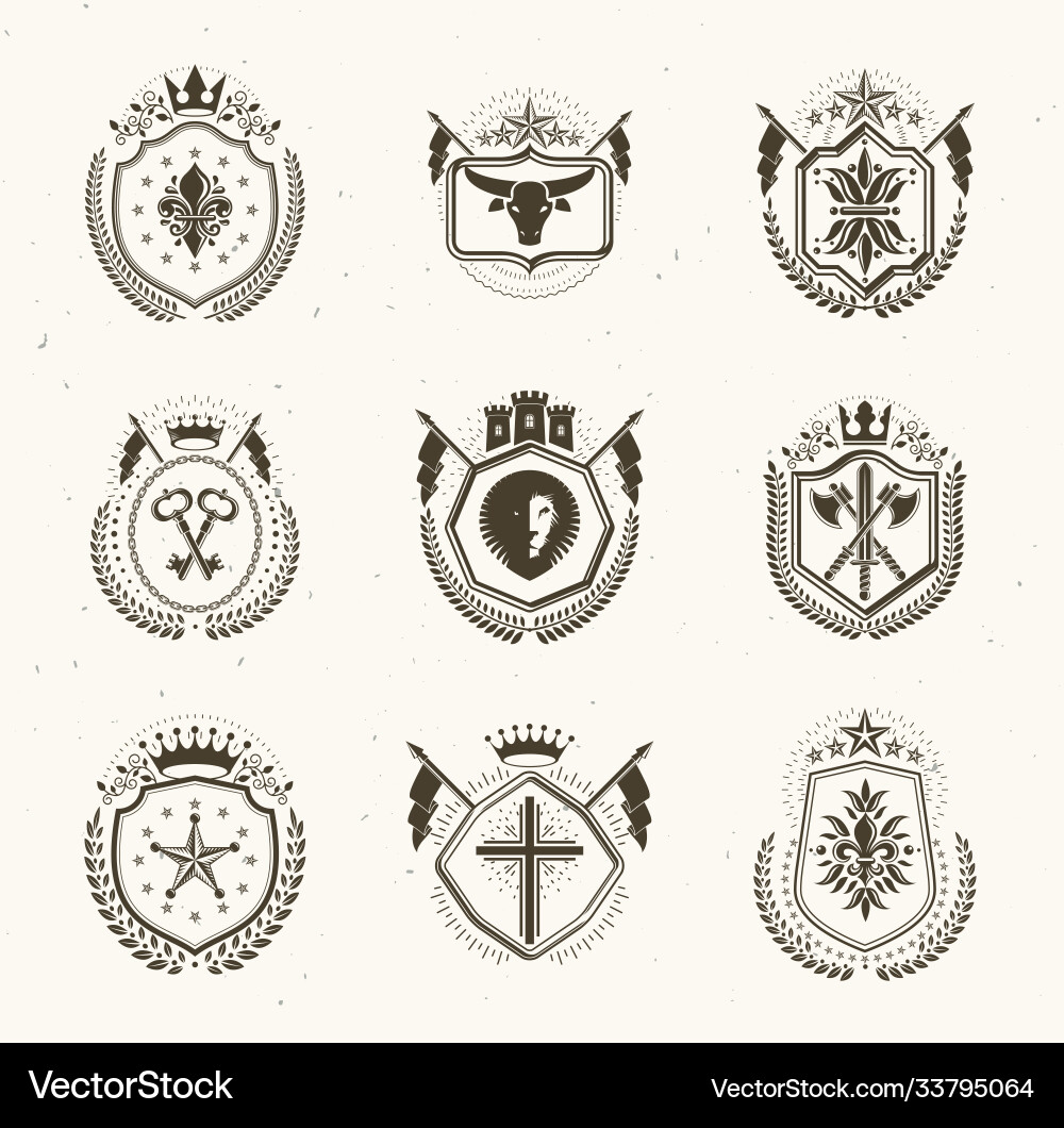 Classy emblems heraldic coat arms vintage Vector Image