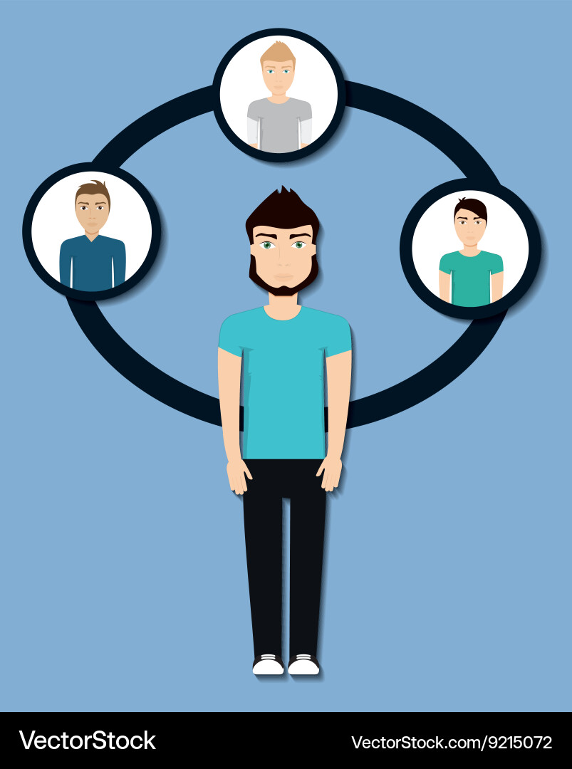 People design connection icon colorful Royalty Free Vector