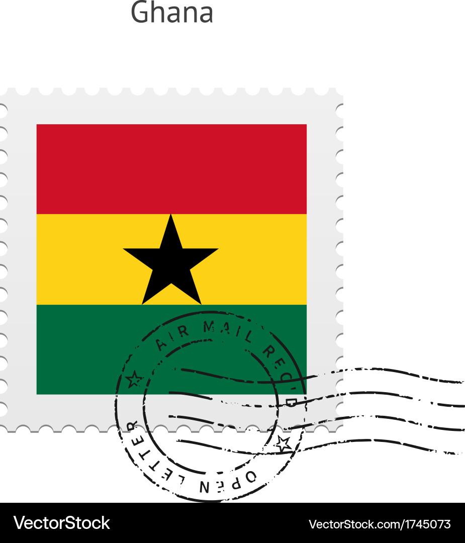 Ghana flag postage stamp Royalty Free Vector Image