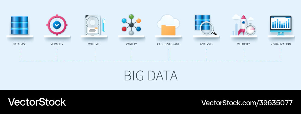 Big data infographic in 3d style Royalty Free Vector Image