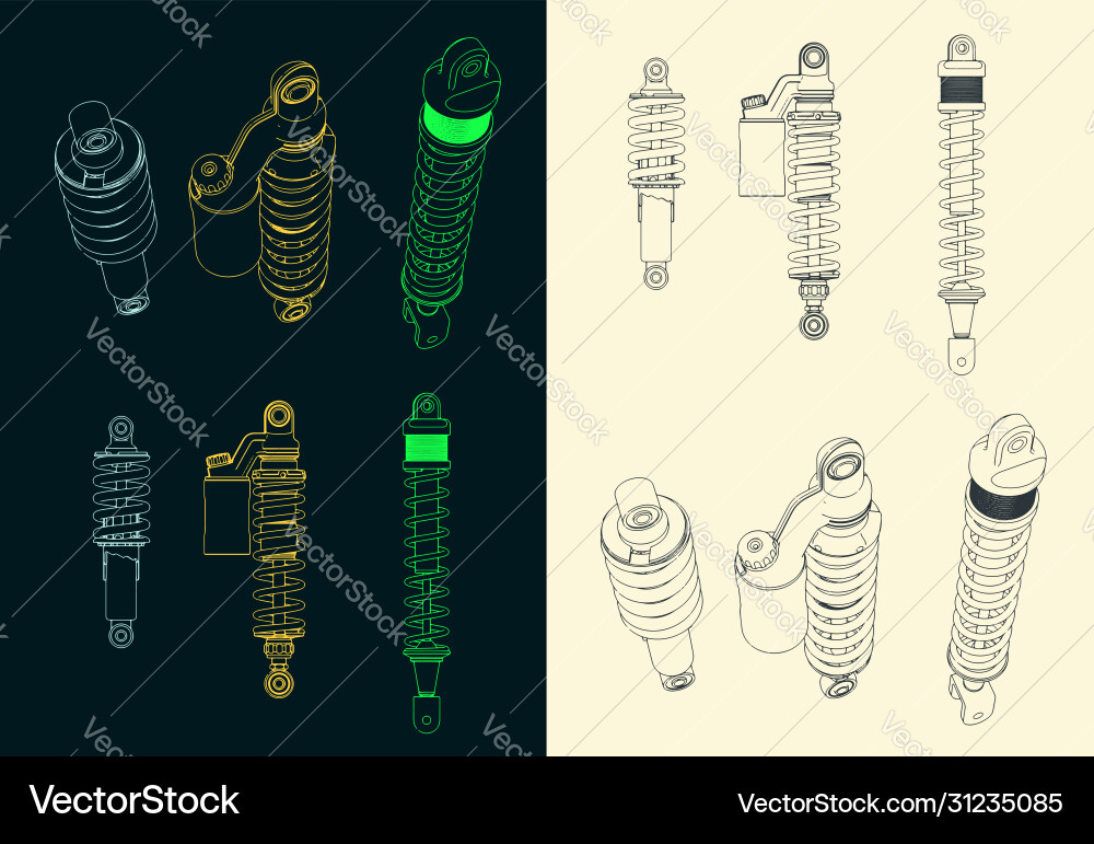Motorcycle shock absorbers drawing Royalty Free Vector Image