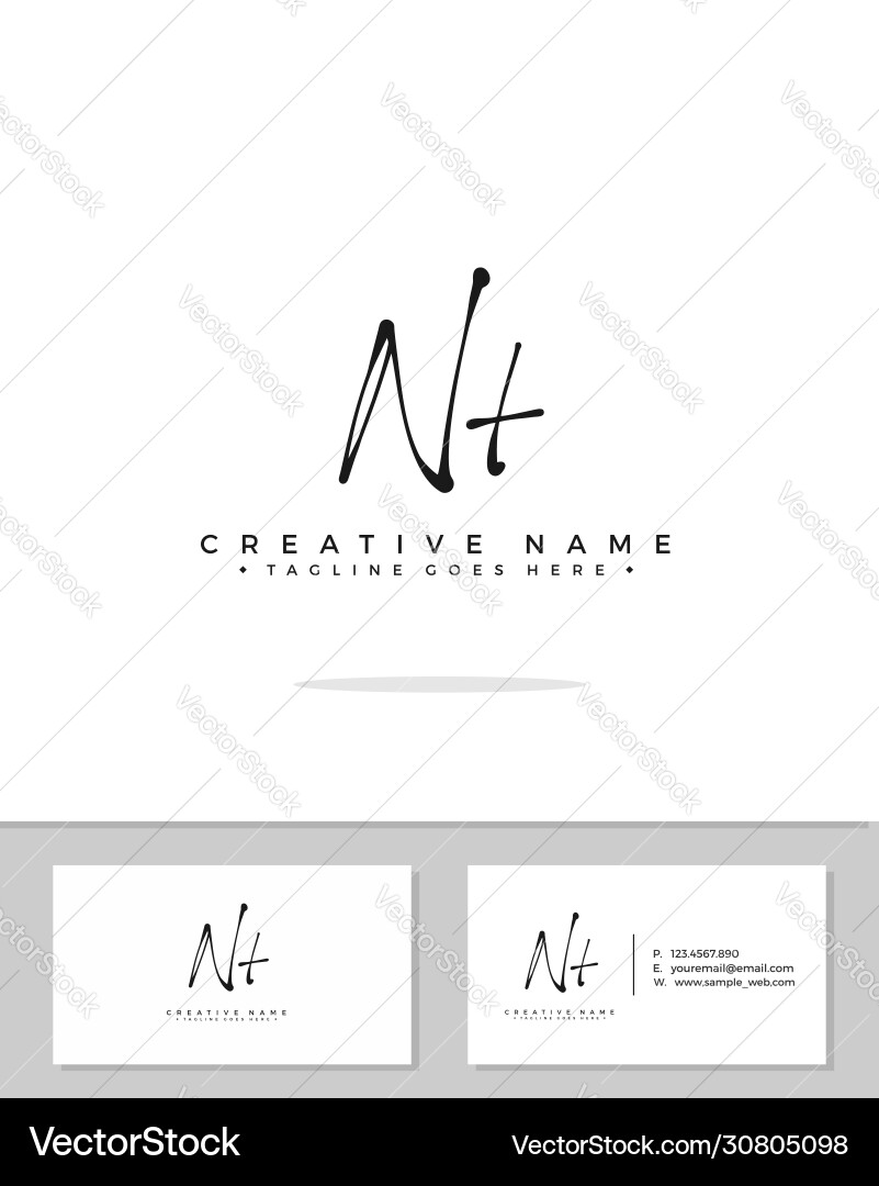 N t nt initial logo signature handwriting Vector Image