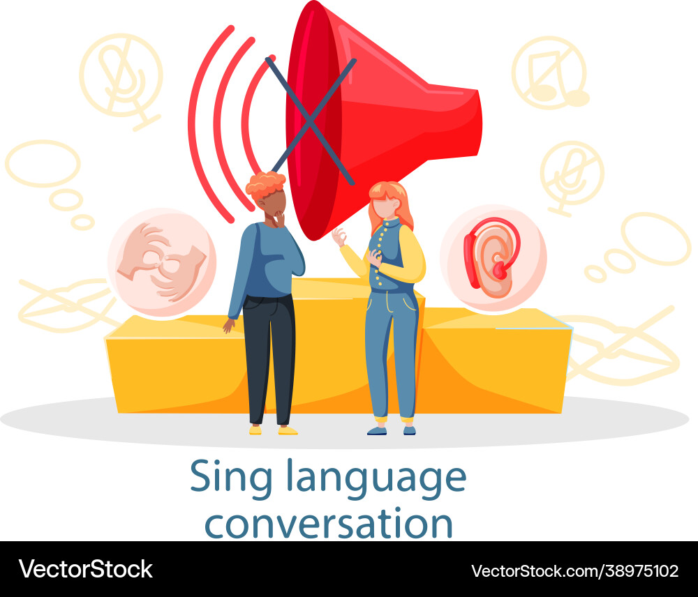 Learning foreign sign languages online in group Vector Image