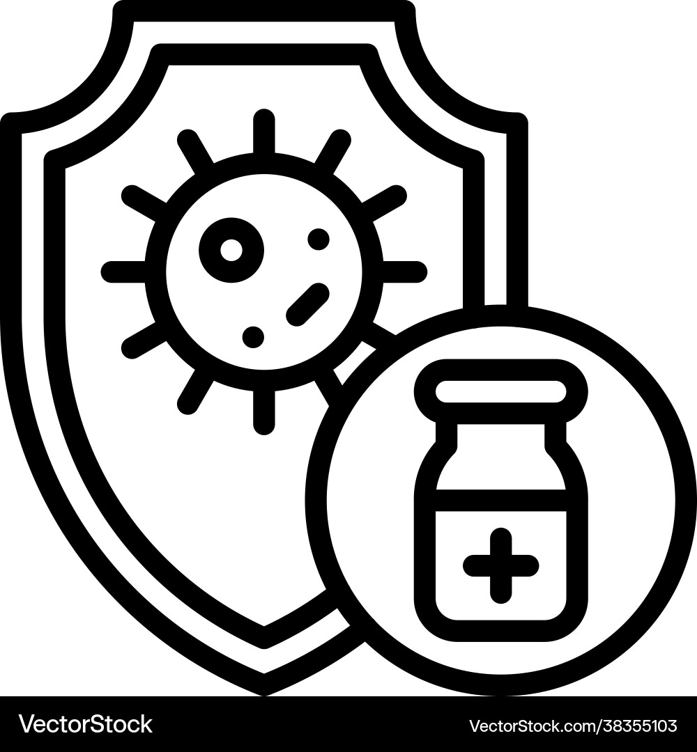 Shield and vaccine icon vaccine development Vector Image