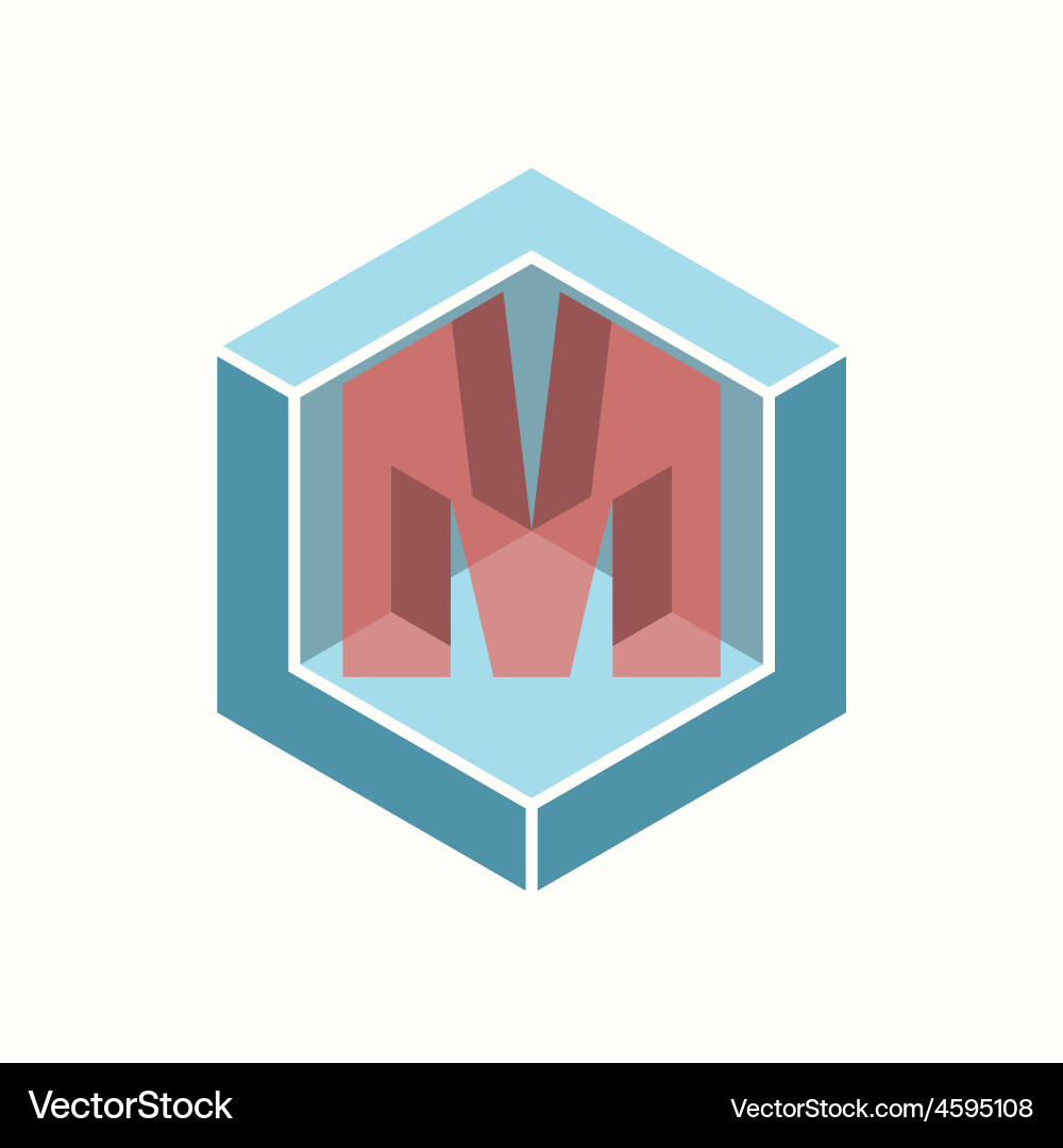3D Letter M Logo Icon Design Template Element Vector Image