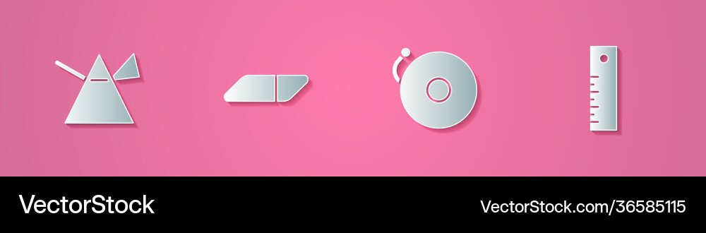 Set paper cut light rays in prism eraser Vector Image