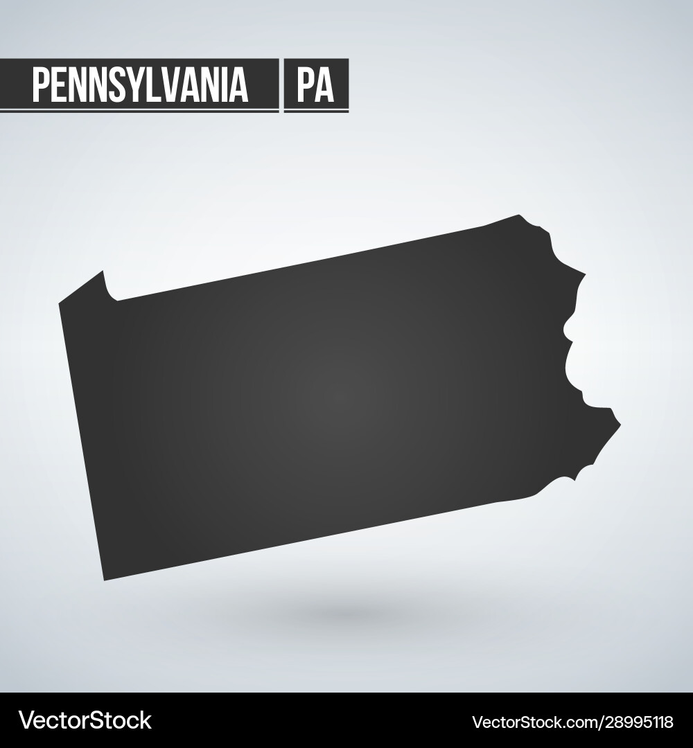 Pennsylvania state map in black on a white Vector Image