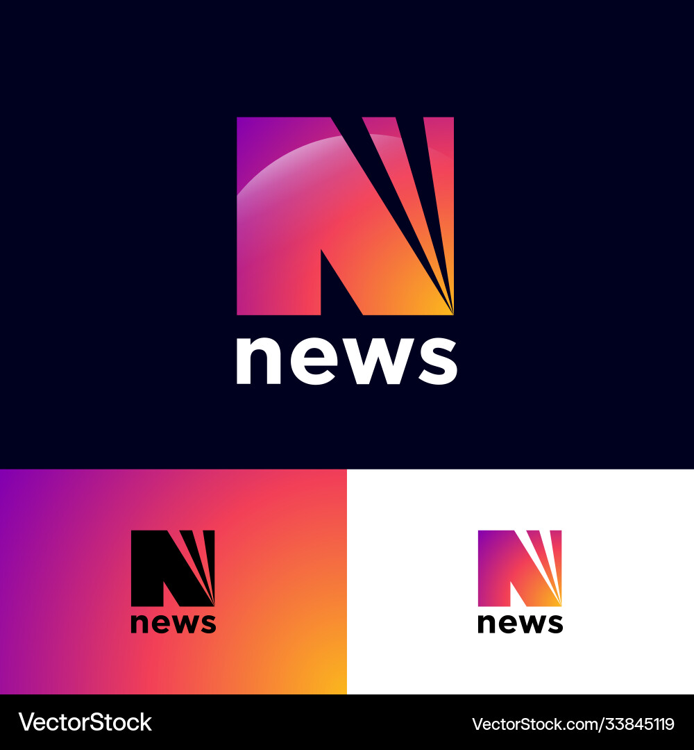 News logo n monogram rays network icon Royalty Free Vector