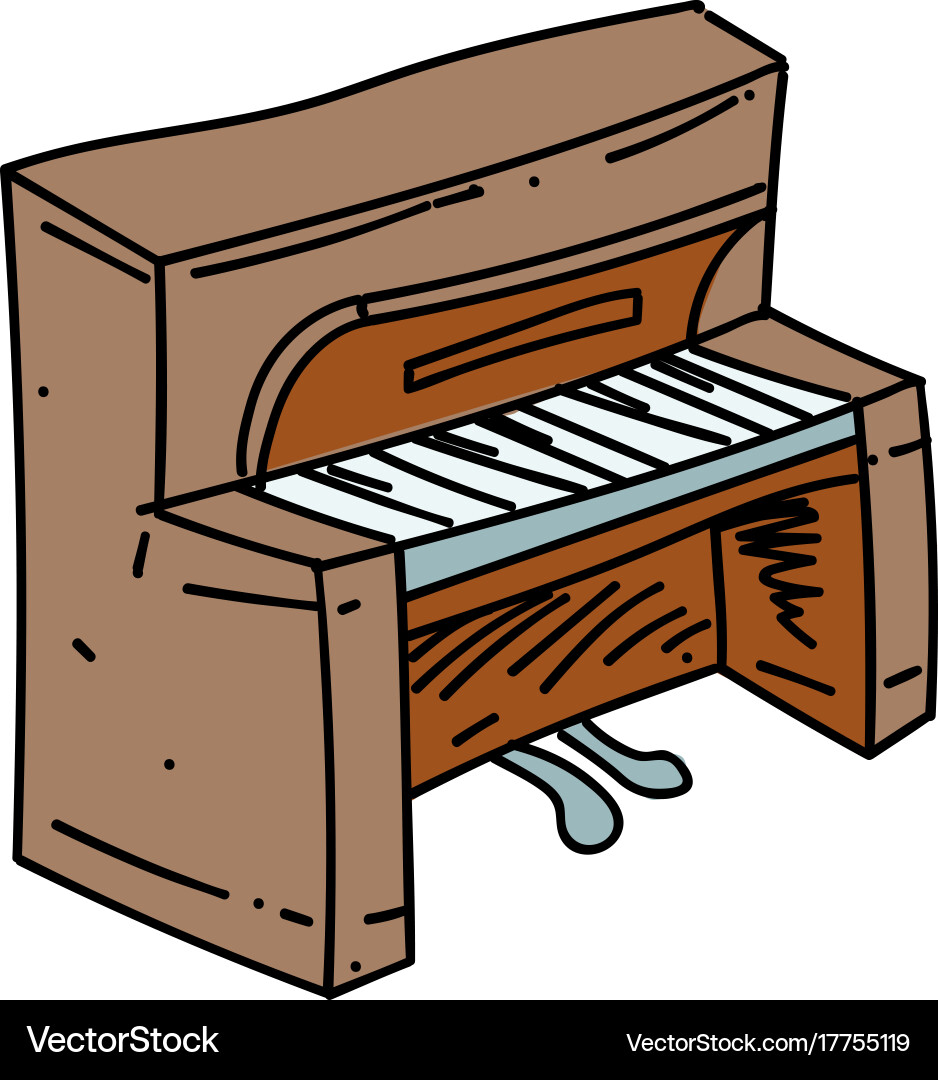 Piano cartoon hand drawn image Royalty Free Vector Image