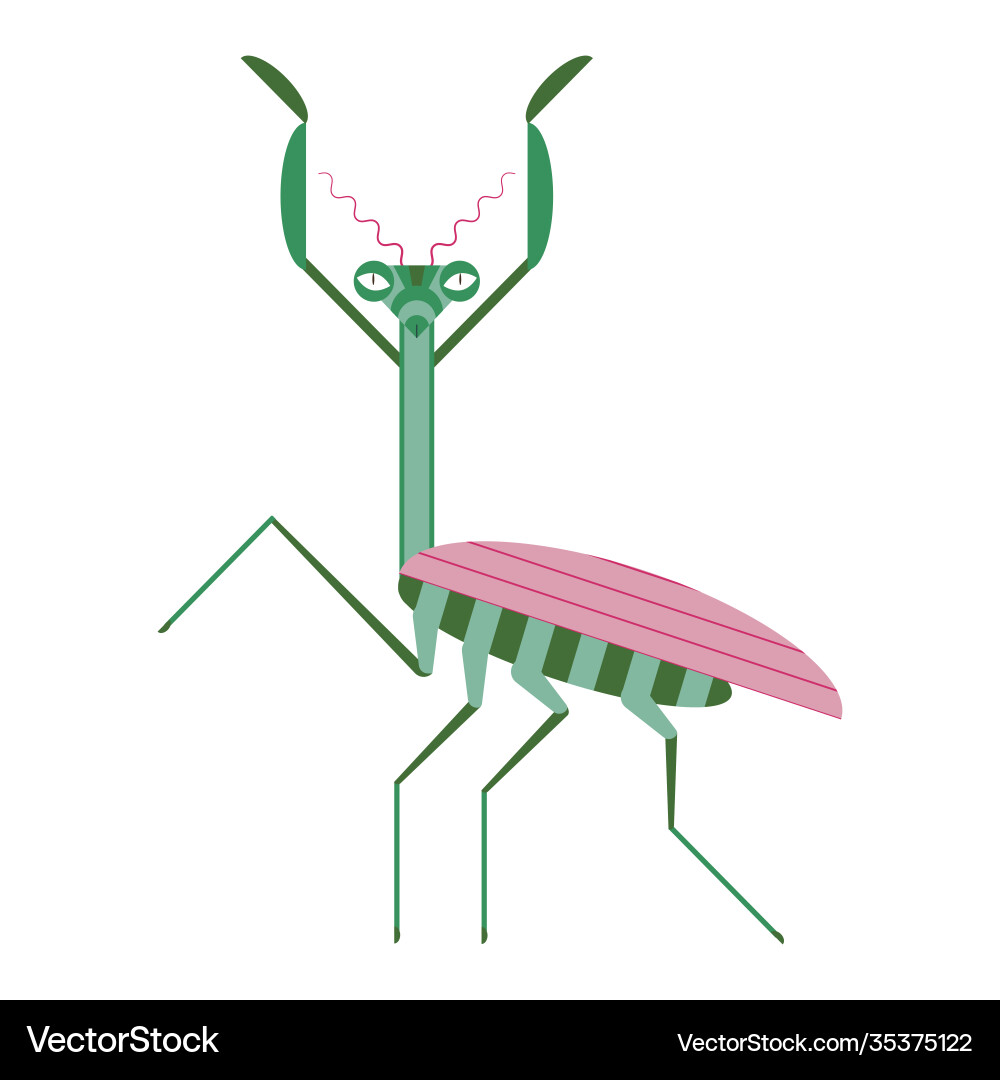 Praying mantis icon in geometric flat style Vector Image