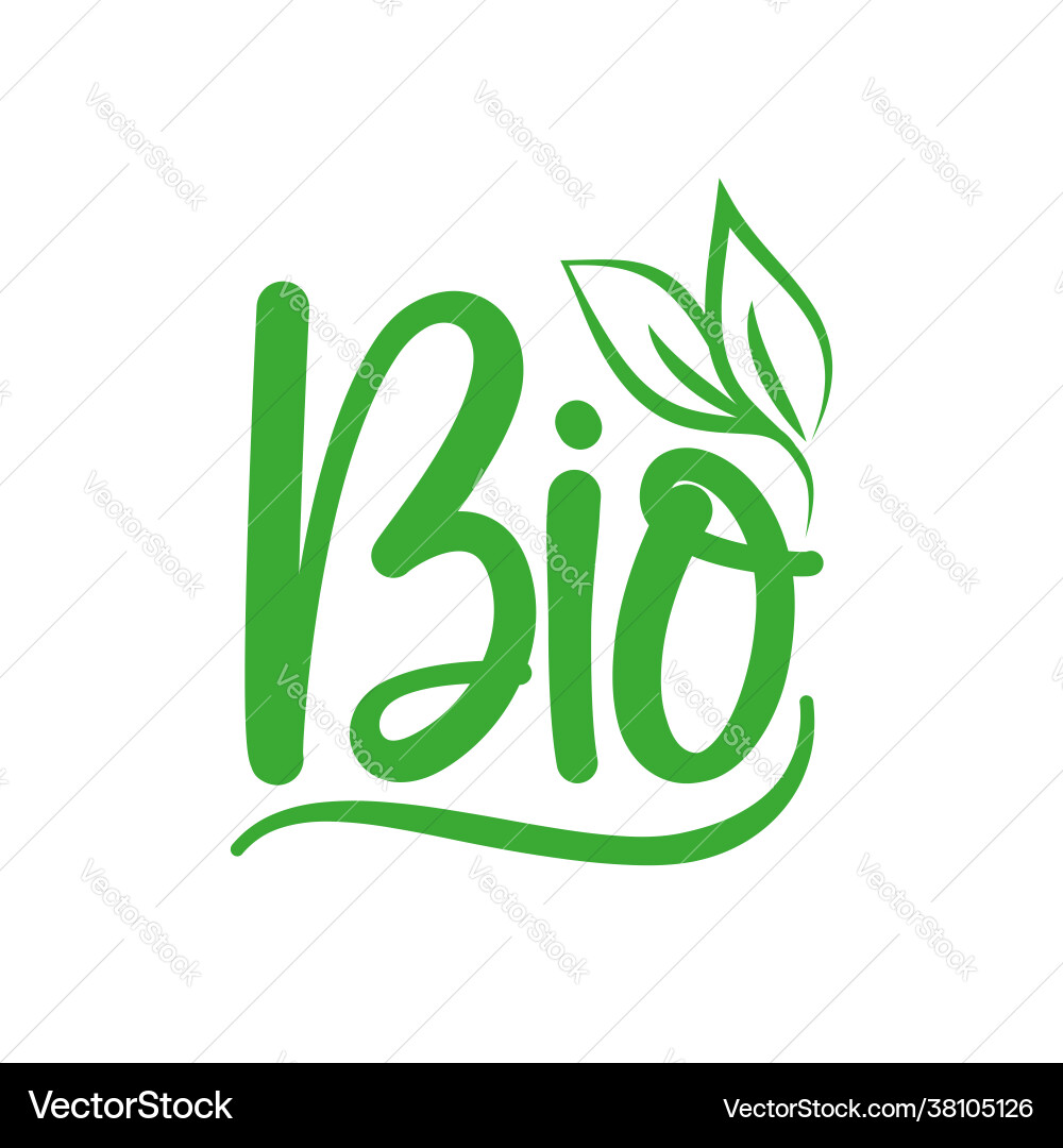 Bio logo green leaf label Royalty Free Vector Image