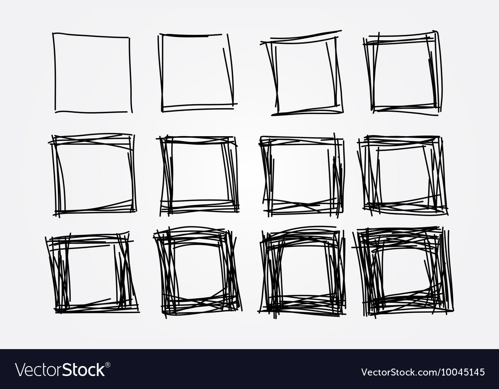 Hand drawn doodle squares design elements Royalty Free Vector Image ...