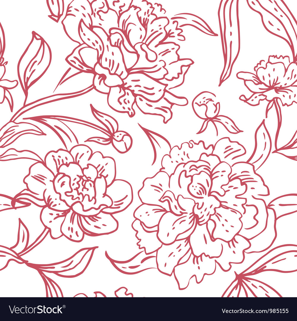 Peony seamless pattern Royalty Free Vector Image