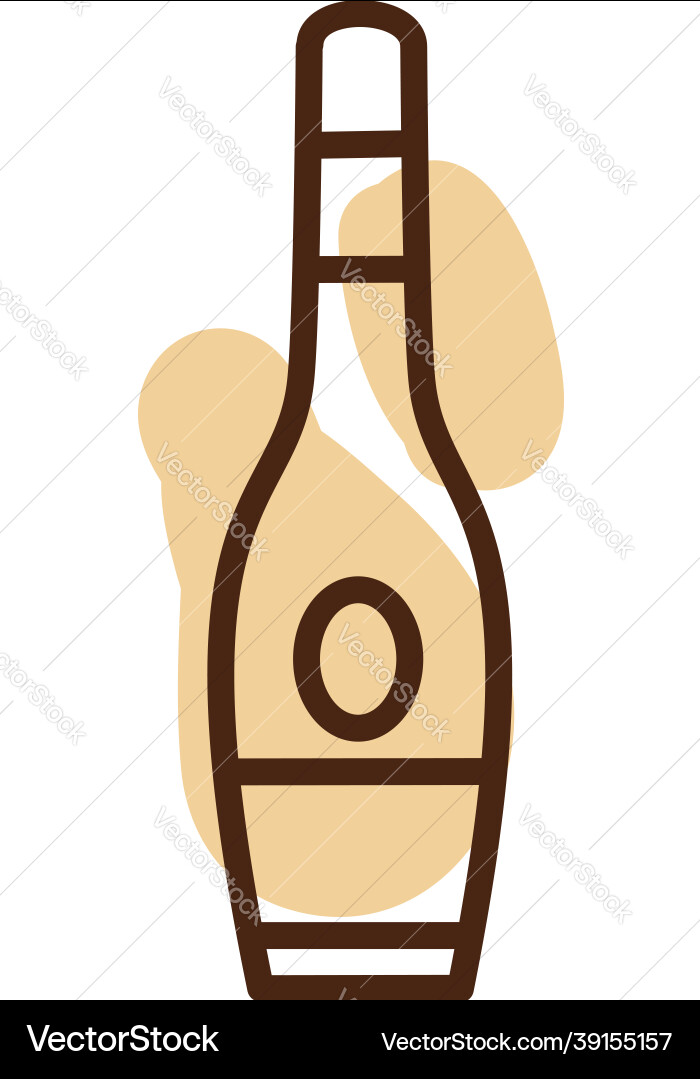 Tall champagne bottle icon on white background Vector Image