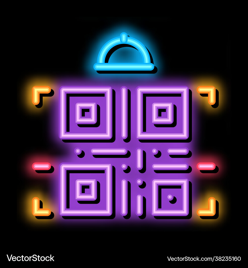 Food delivery bar code neon glow icon Royalty Free Vector