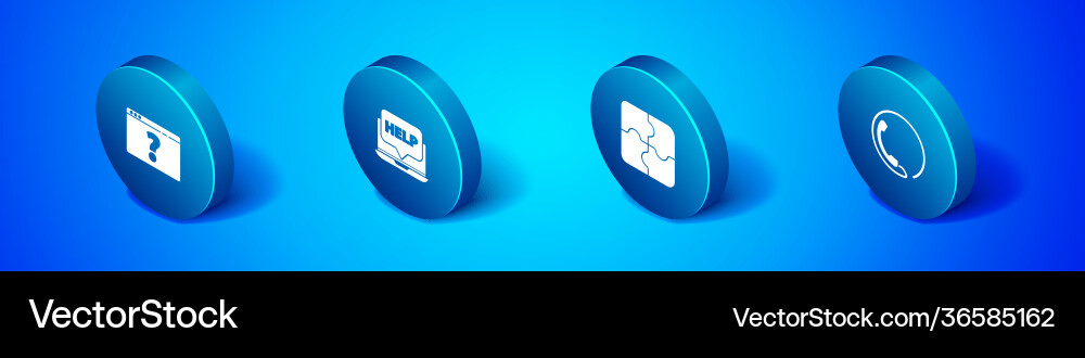 Set isometric browser with question mark piece Vector Image