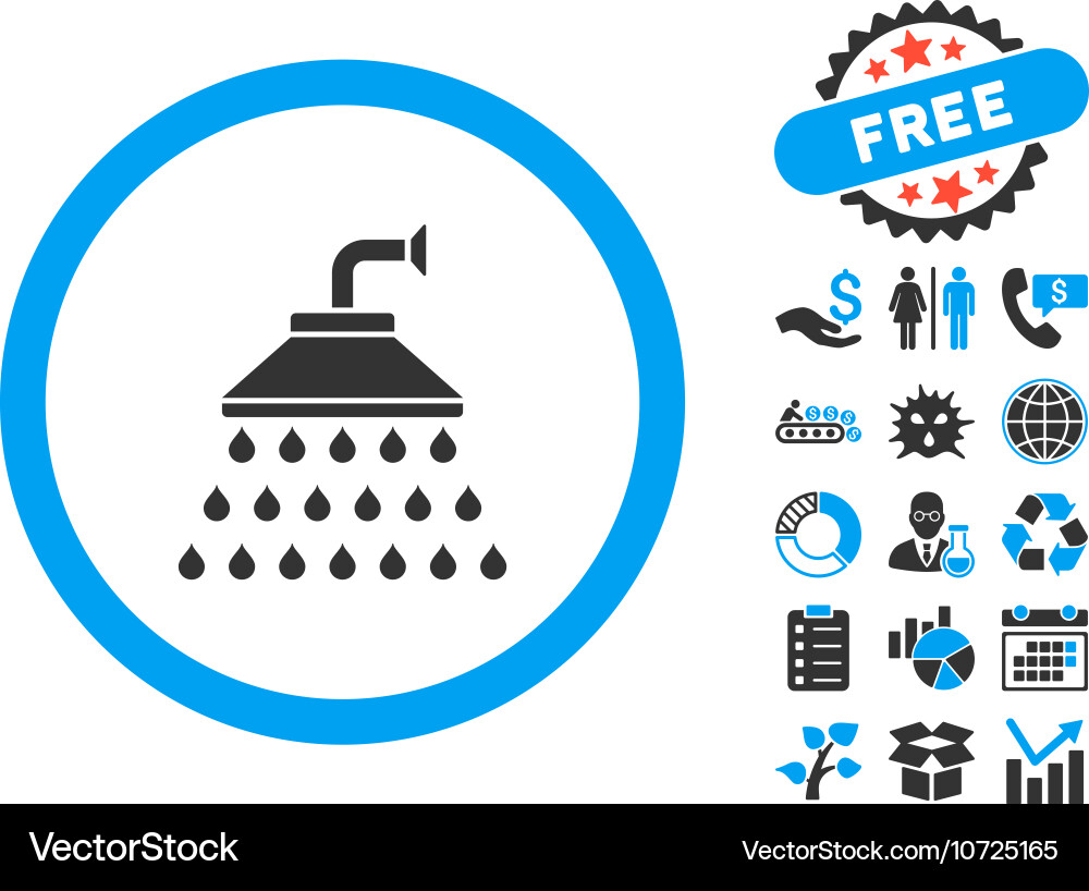 Shower flat icon with bonus Royalty Free Vector Image