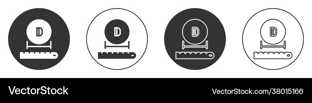 Black diameter icon isolated on white background Vector Image