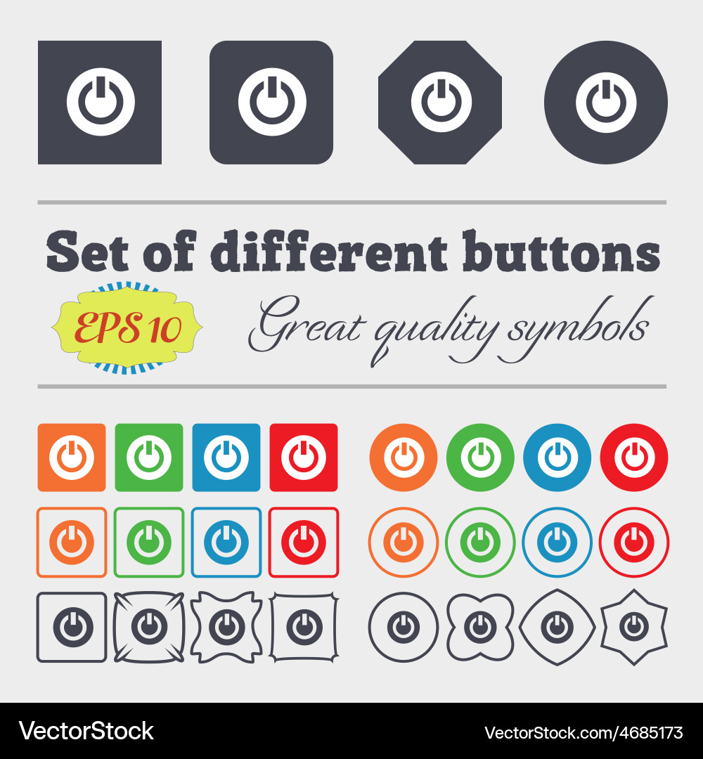 Power switch on turn on icon sign big set Vector Image