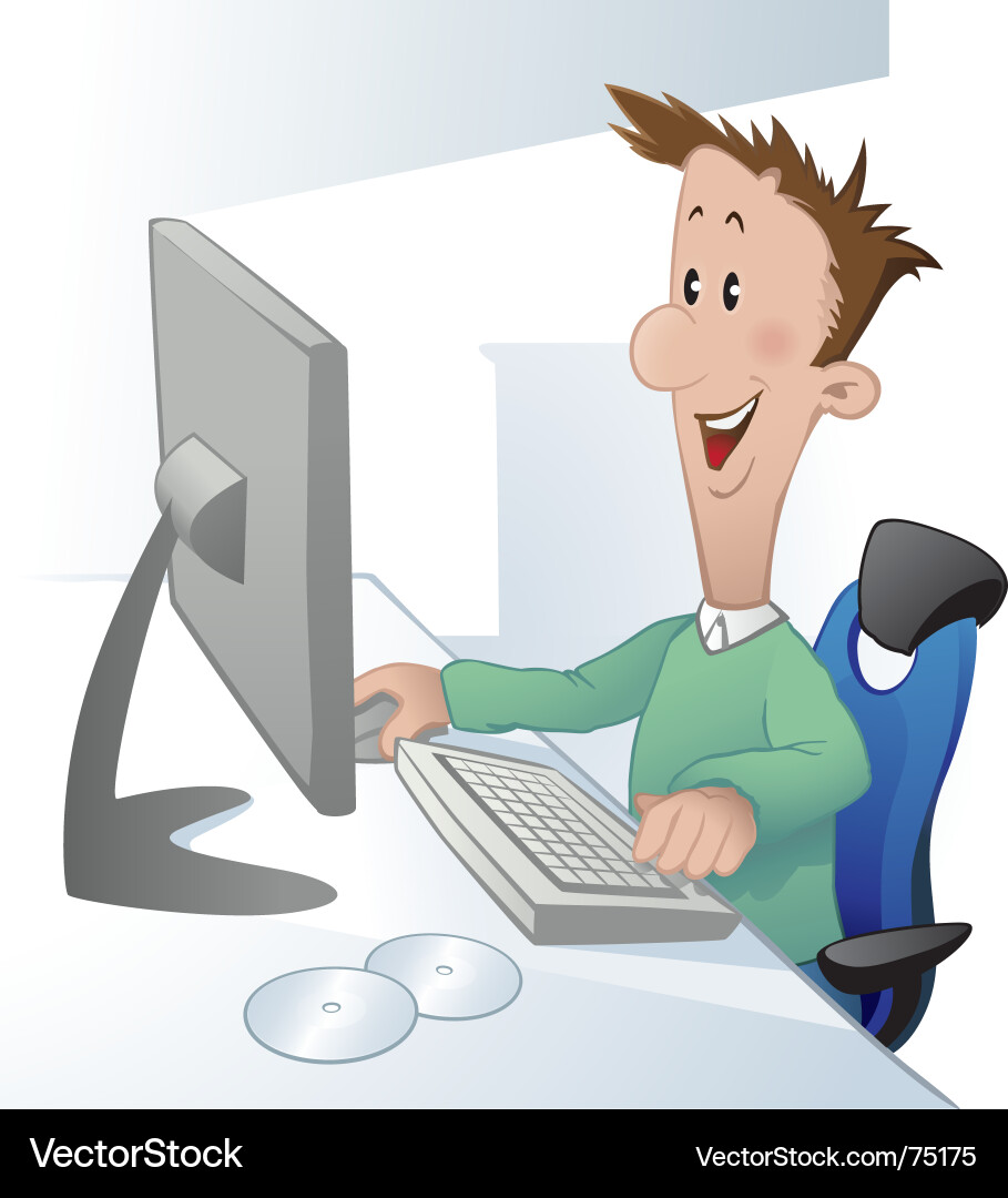 Cartoon laptop man Royalty Free Vector Image - VectorStock