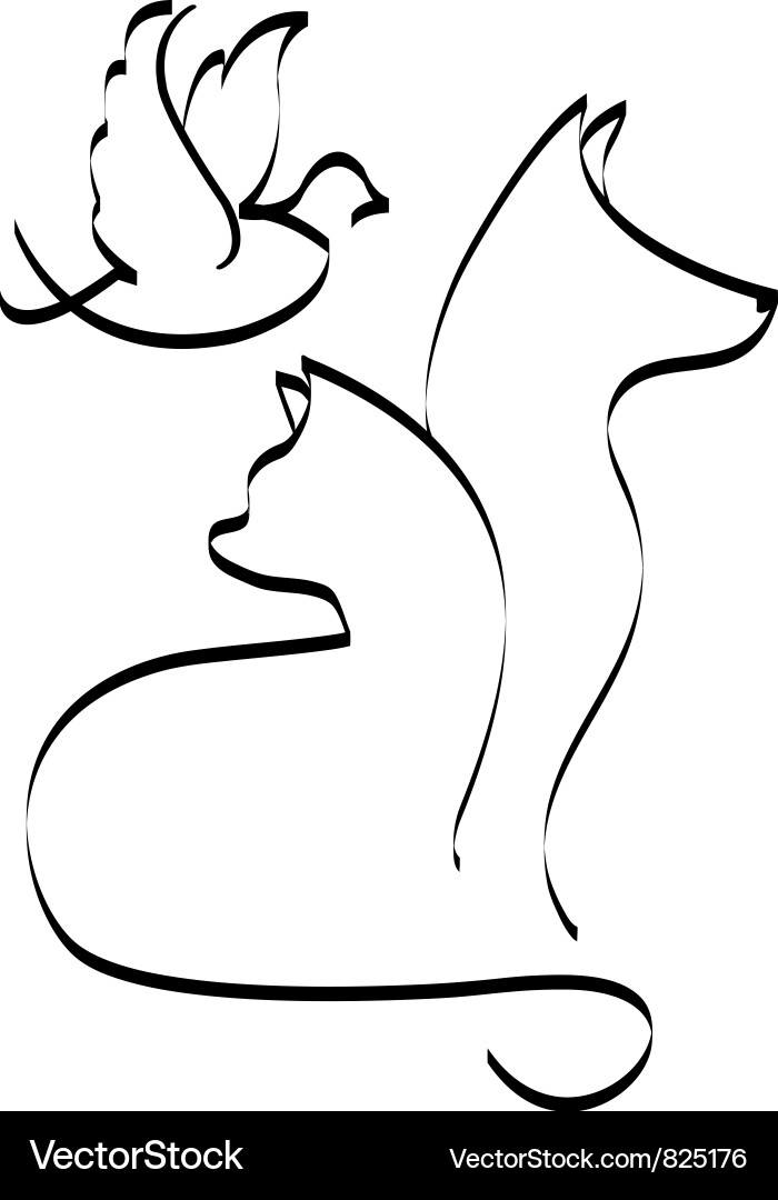 Cat dog and bird Royalty Free Vector Image - VectorStock