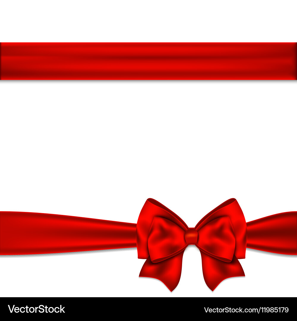 Red ribbon bow horizontal border Royalty Free Vector Image