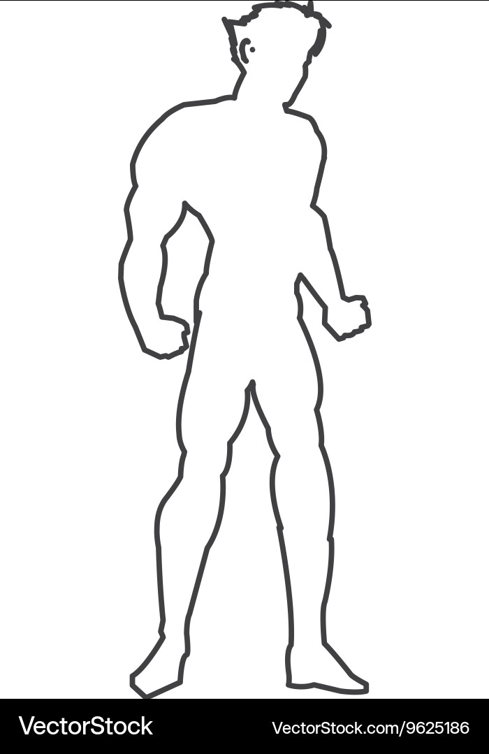 Muscular man silhouette outline icon Royalty Free Vector