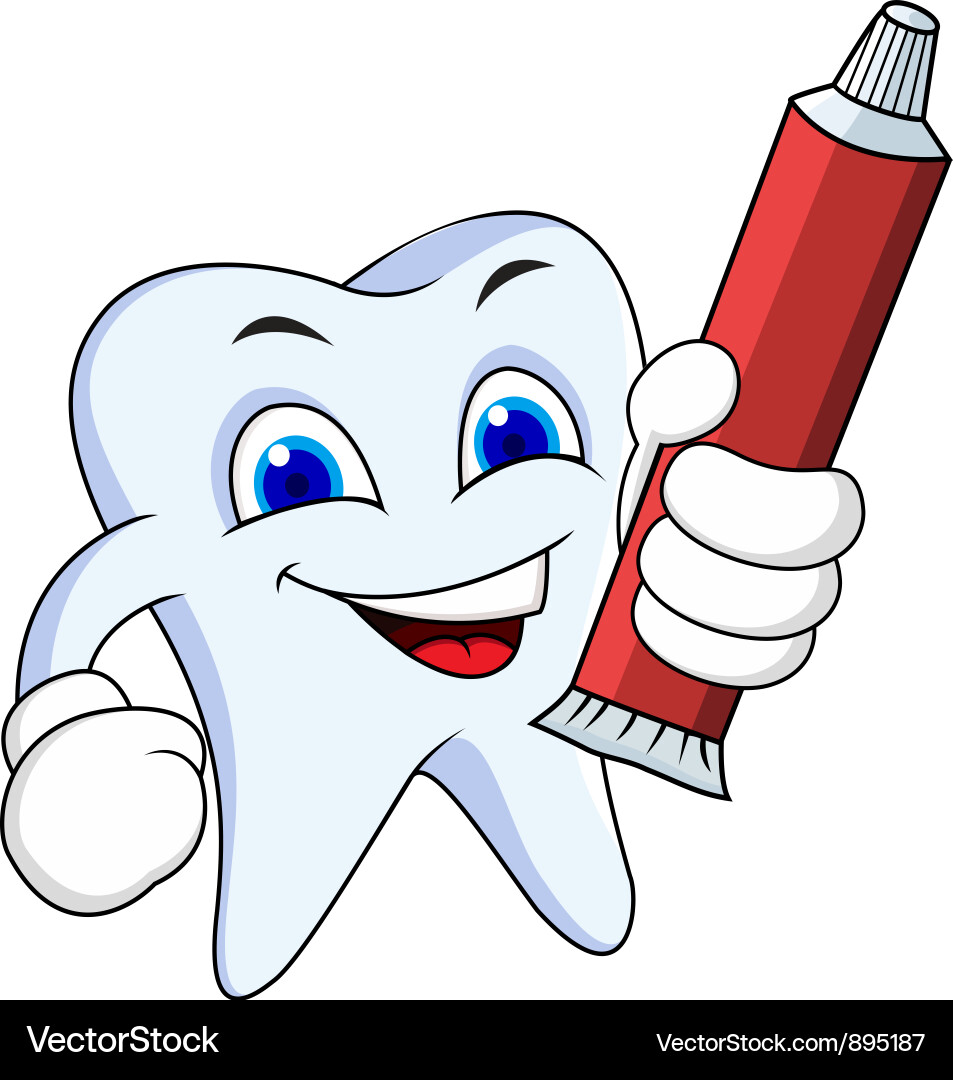 Tooth cartoon with tooth paste Royalty Free Vector Image