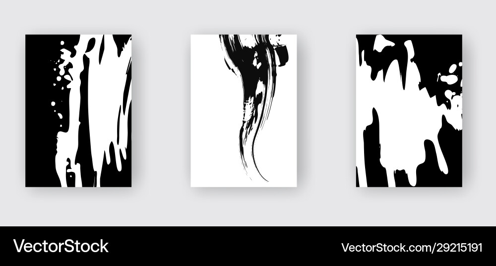 Black abstract design set ink paint on brochure Vector Image