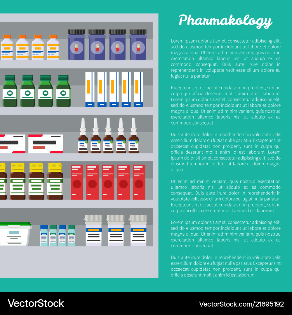 Pharmacology poster and text Royalty Free Vector Image