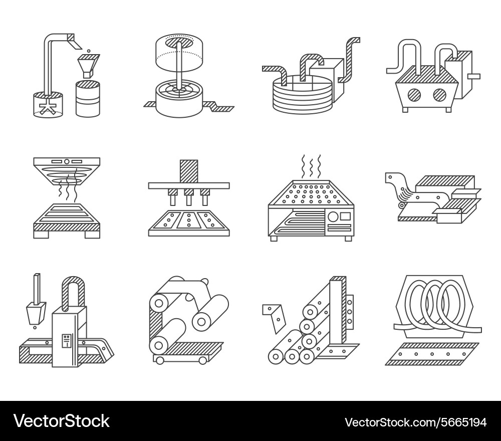 Icons for food processing industry Royalty Free Vector Image